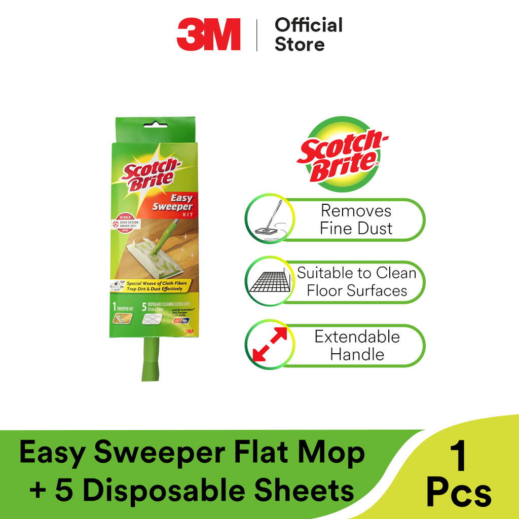3M | Scotch Brite Easy Sweeper Flat Mop + 5 Disposable Sheet (1 Pc/Pac ...
